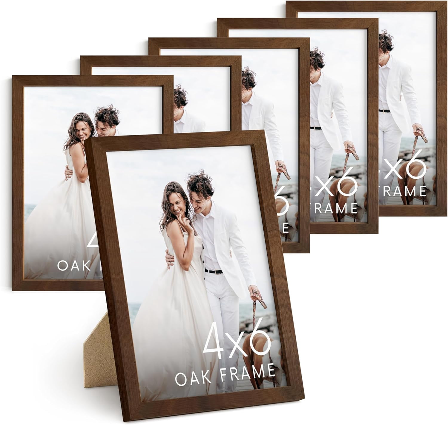 HAUS AND HUES 4x6 Picture Frame Set of 6 - Walnut Gallery Wall Frames ...