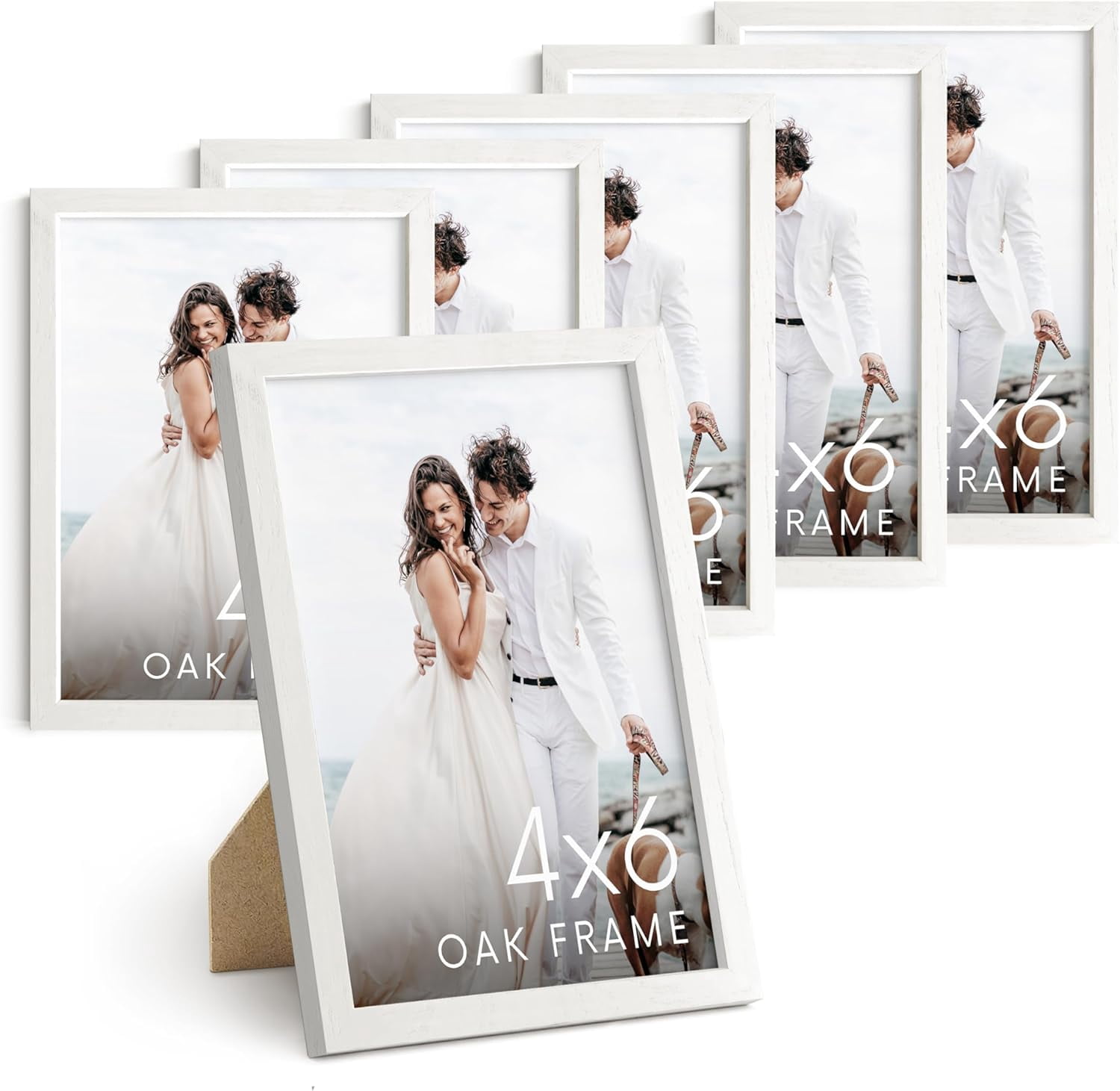 HAUS AND HUES 4x6 Picture Frame Set of 6 - White Gallery Wall Frames ...