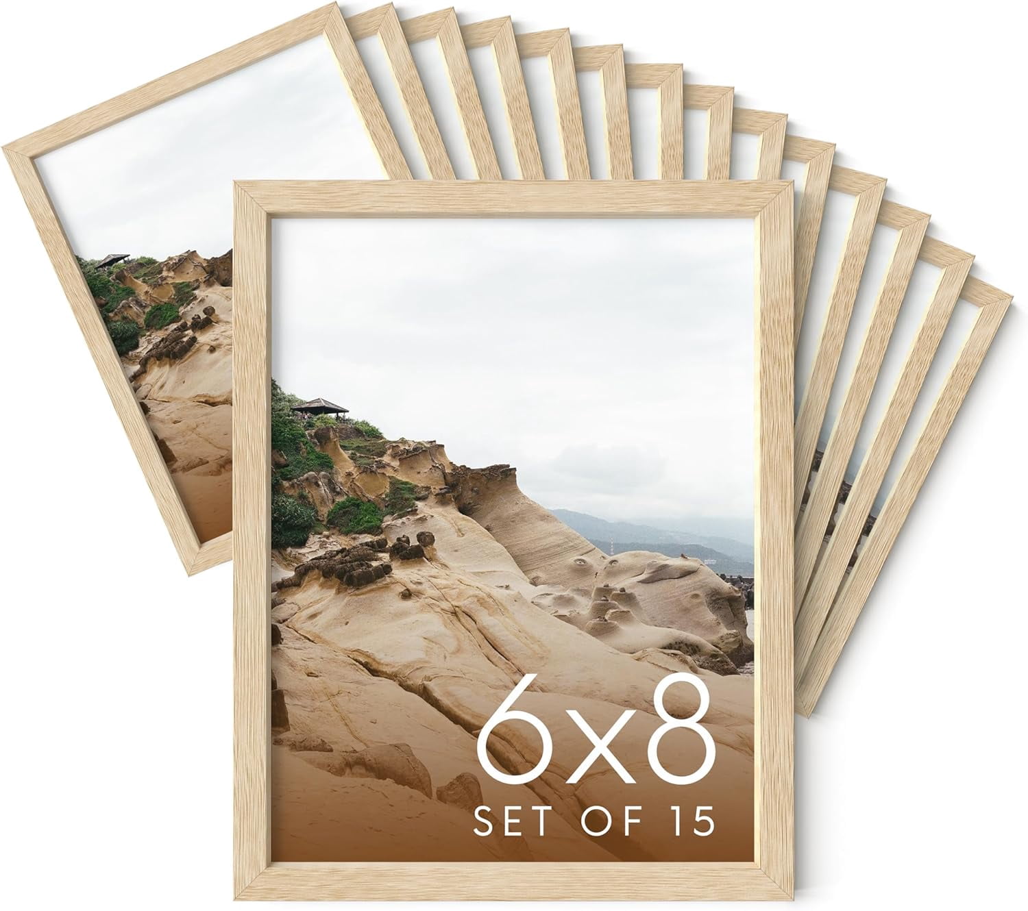 HAUS AND HUES 6x8 Natural Oak Wooden Picture Frame - Set of 15 6x8 ...