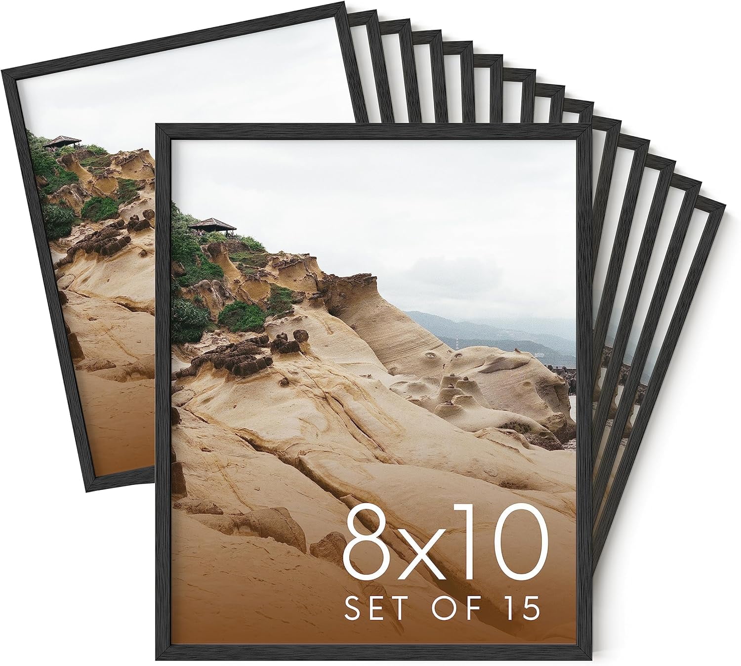 HAUS AND HUES 8x10 Black Oak Wood Picture Frames Set of 15 - Premium ...