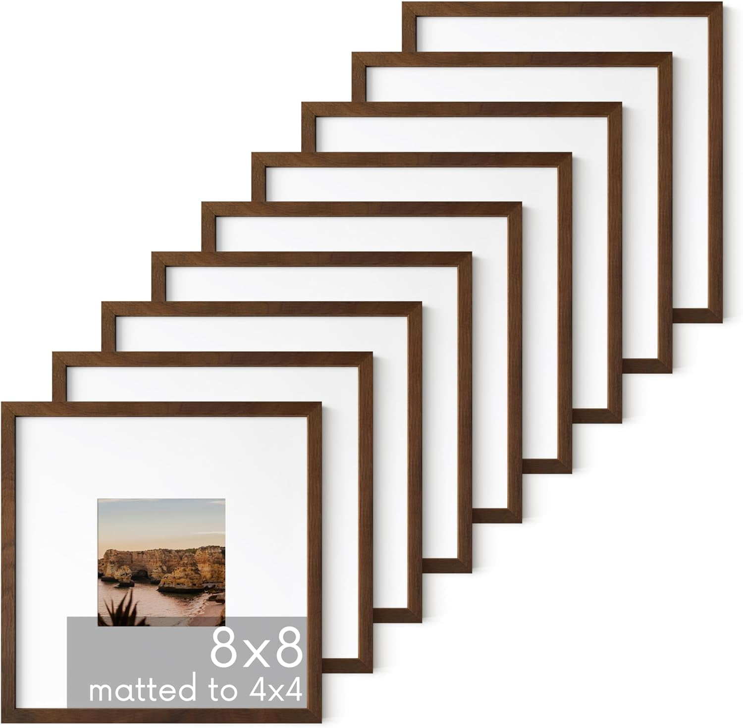 HAUS AND HUES 8x8 Frame - Square Walnut Picture Frames 8x8 set of 9 ...