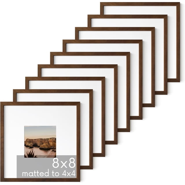 HAUS AND HUES 8x8 Frame - Square Walnut Picture Frames 8x8 set of 9 ...