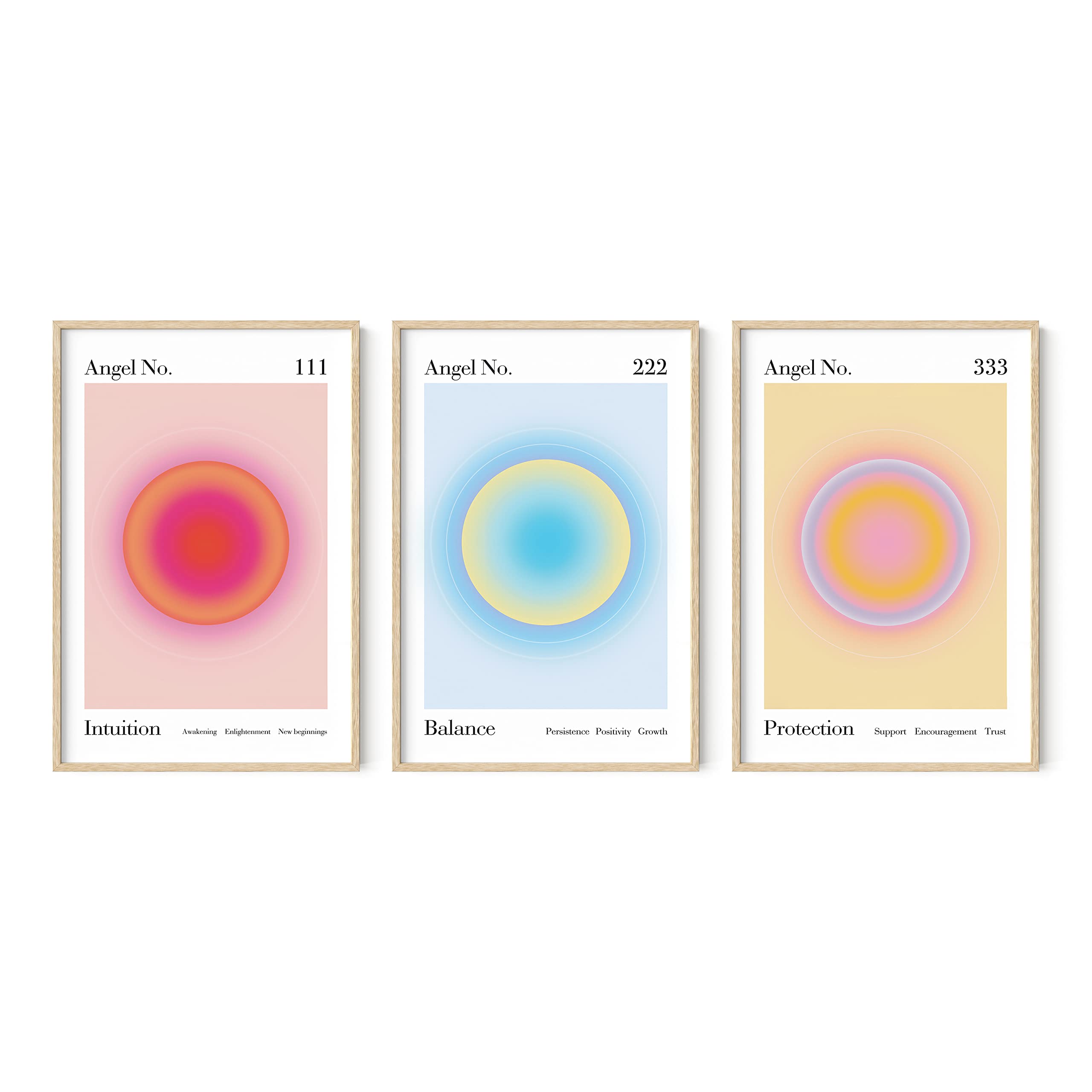 HAUS AND HUES Angel Number Wall Art - Set of 3 Positive Framed Art ...