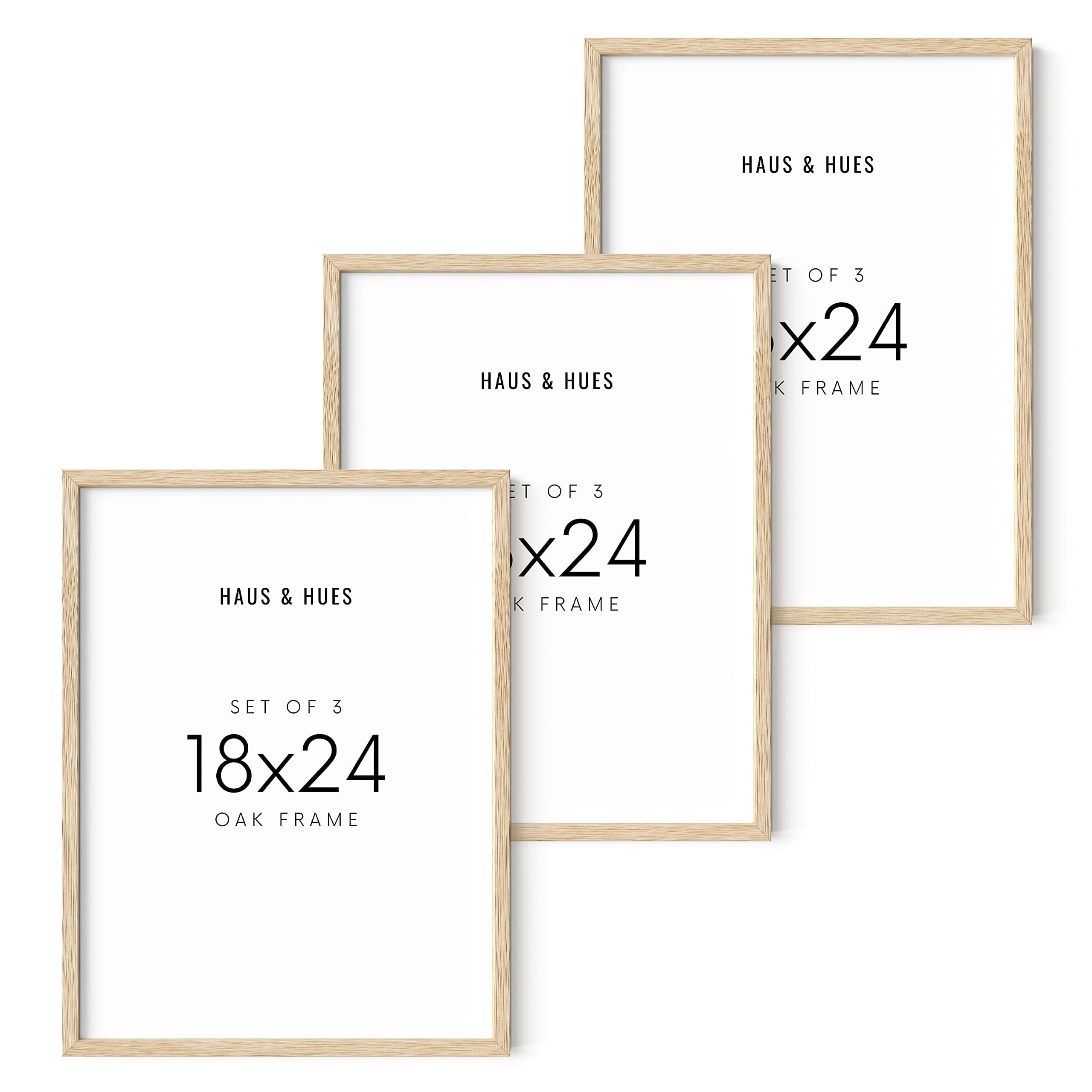 HAUS AND HUES Beige Oak Picture Frames 18x24 Set of 3, Large Wall Size ...
