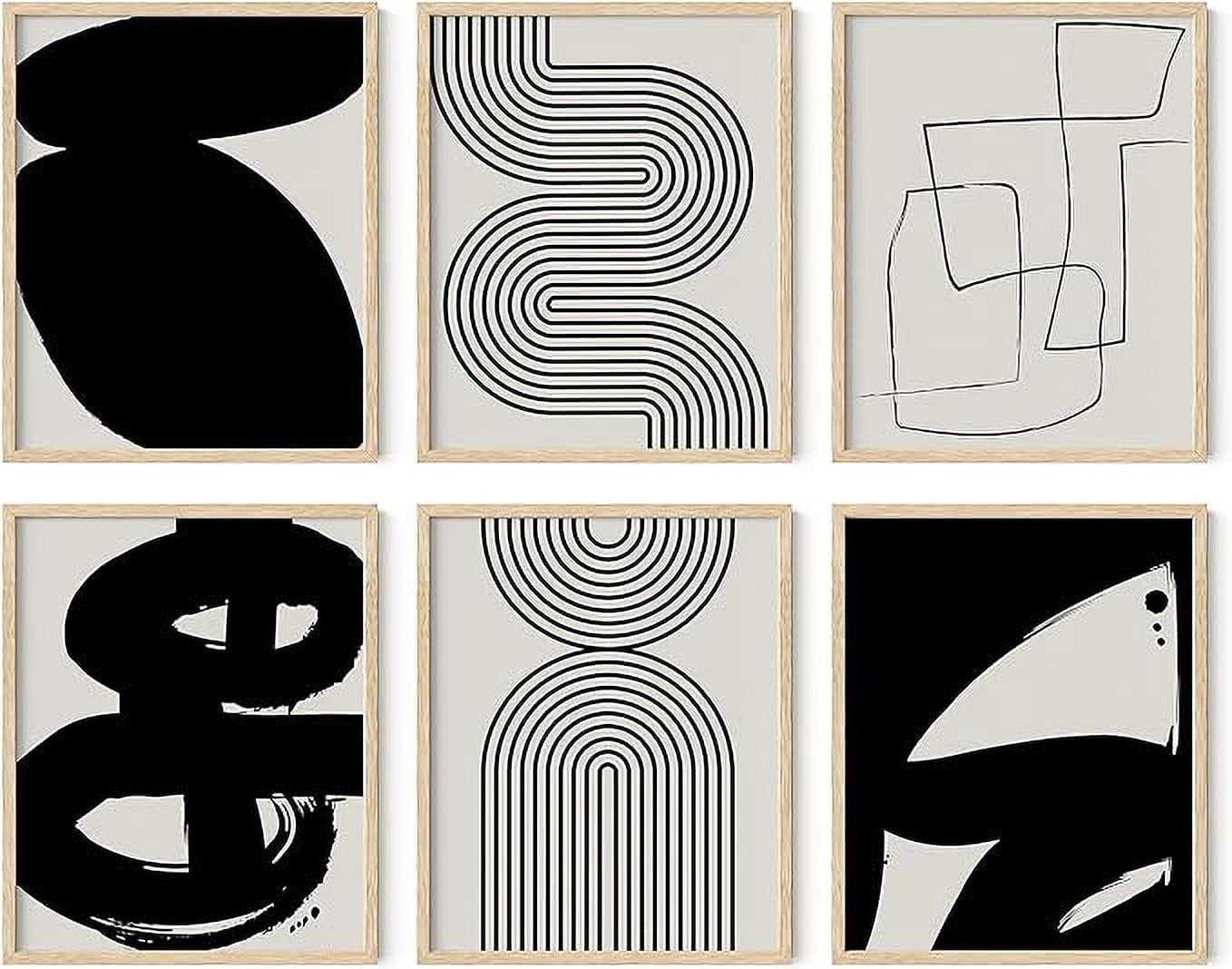 HAUS AND HUES Black Abstract Painting Aesthetic Wall Art- Set of 6 ...