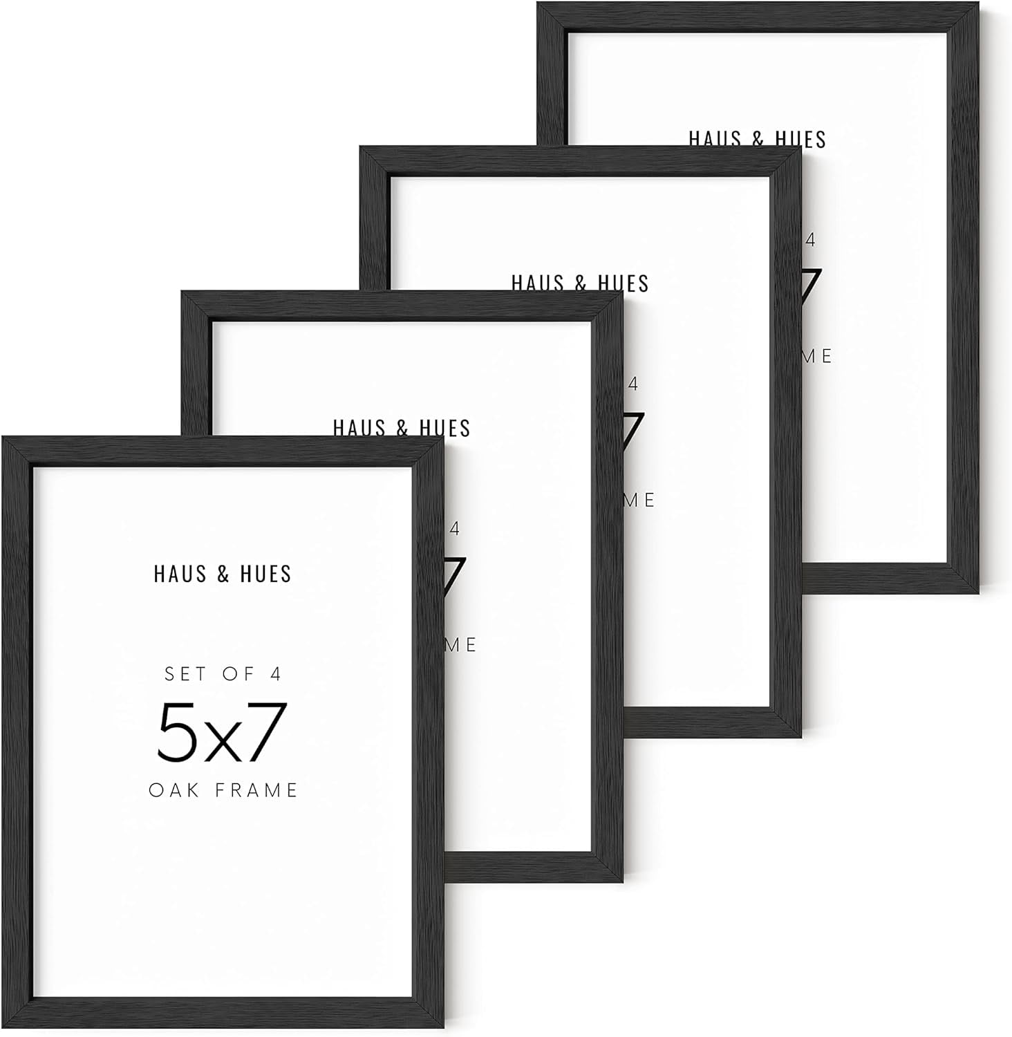 HAUS AND HUES Black Picture Frames 5x7 - Set of 4 Photo Frames 5x7 ...