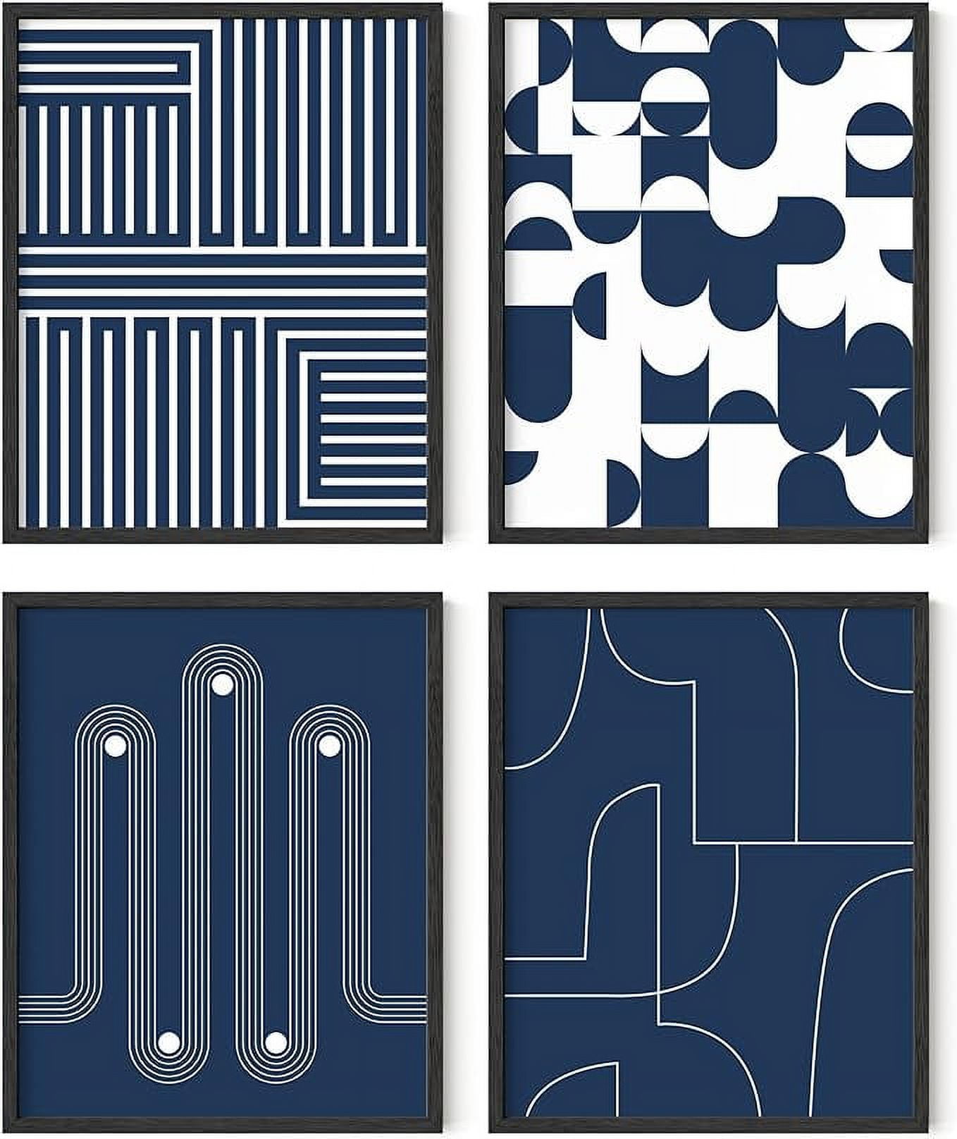 HAUS AND HUES Blue Wall Art Set of 4 - Navy Blue Wall Art, Navy Wall ...