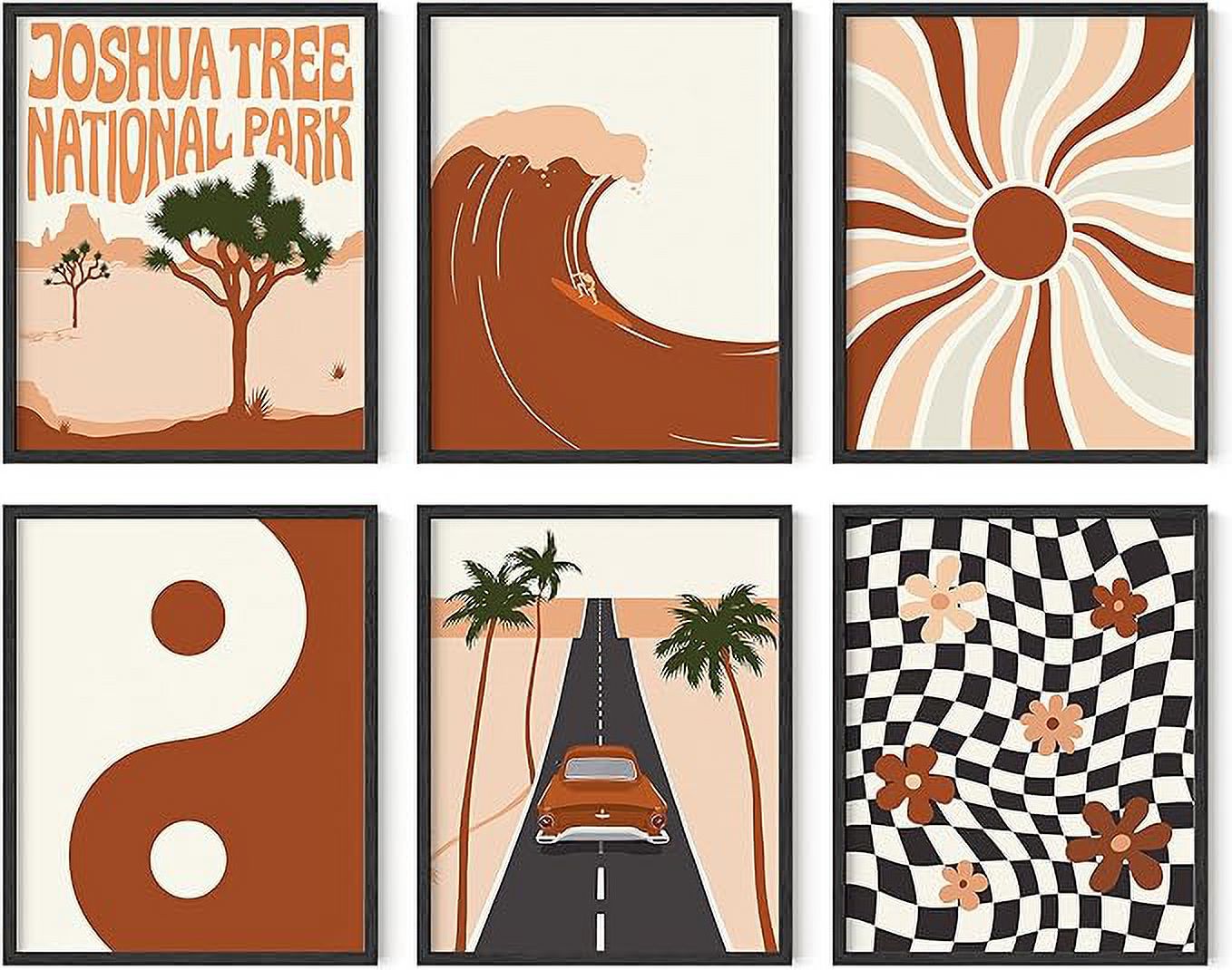 HAUS AND HUES Boho Wall Art Decor - Set of 6 Mid Century Modern Wall ...