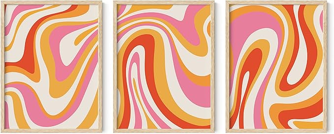 HAUS AND HUES Bright Abstract Wall Art- Set of 3 Colorful Posters for ...