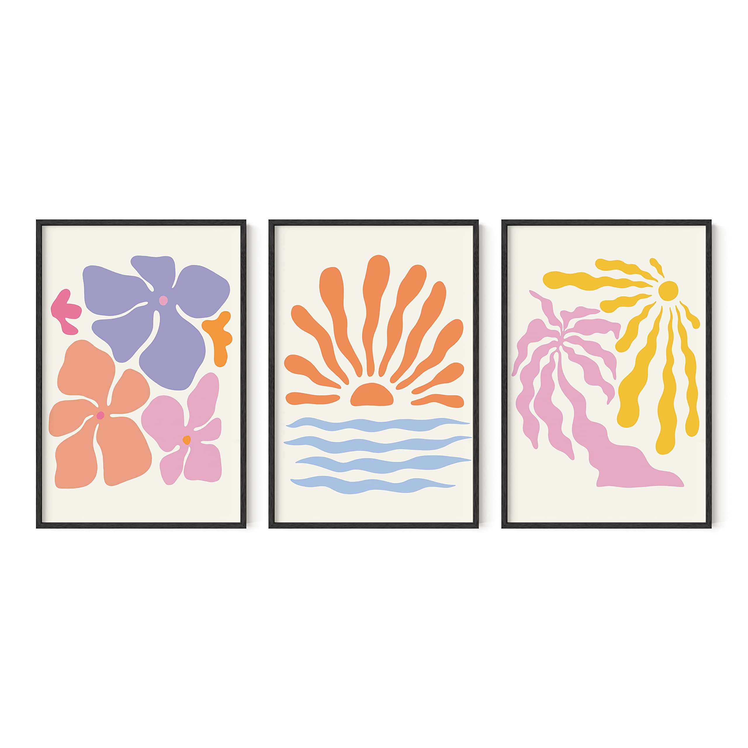 HAUS AND HUES Danish Pastel Preppy Posters - Set of 3 Flower Posters ...