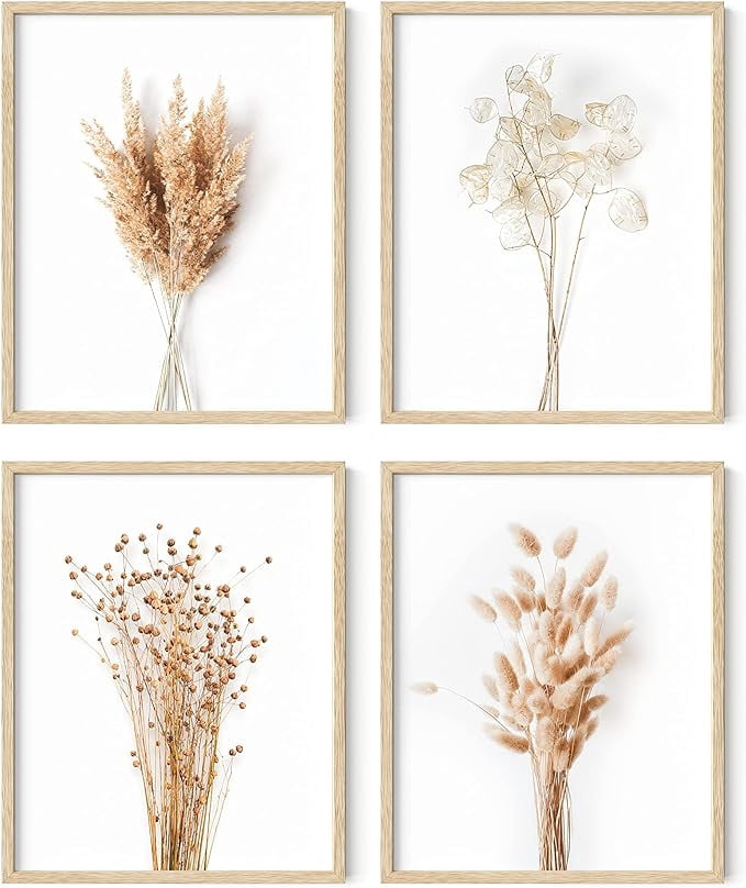 HAUS AND HUES Flower Wall Decor - Set of 4 Floral Wall Art, Floral Wall ...