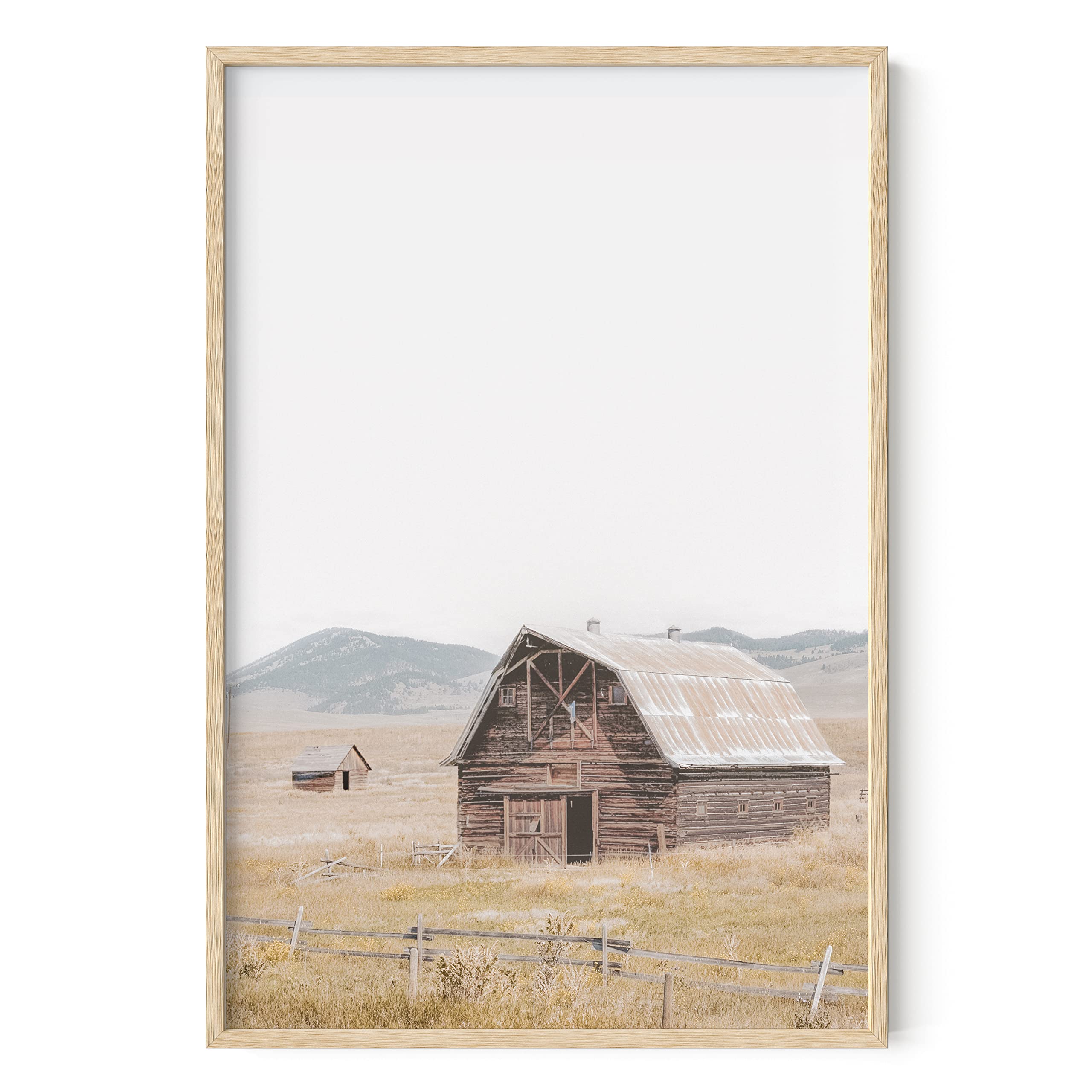 HAUS AND HUES Framed Barn Wall Art - Old Barn Prints, Farm Scene ...