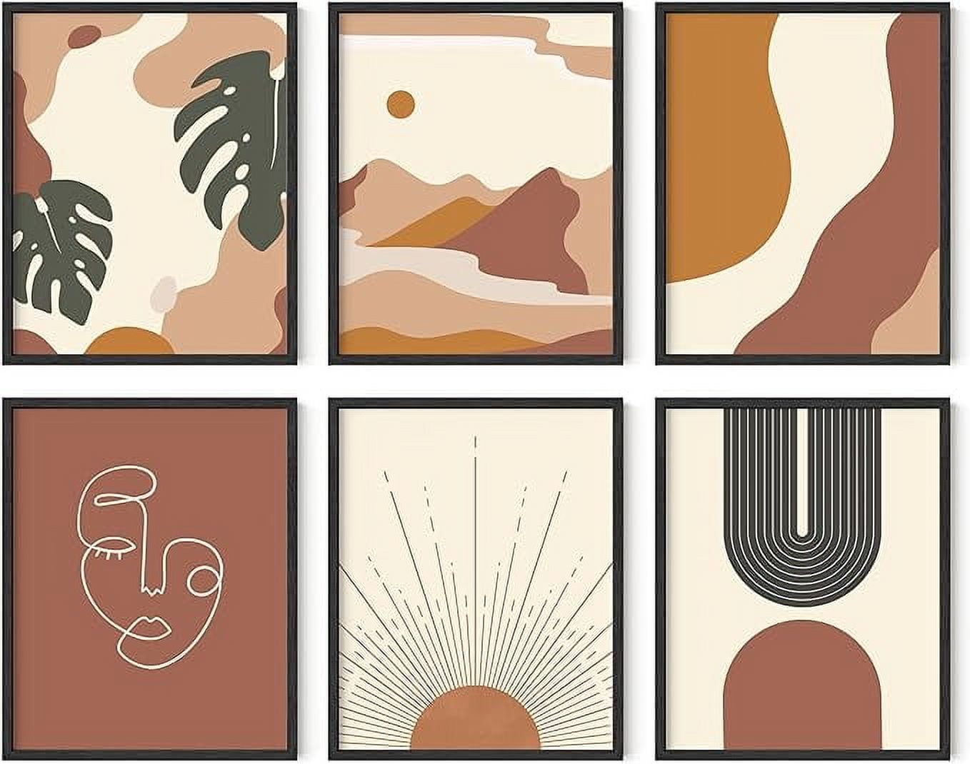 HAUS AND HUES Framed Boho Wall Art - Set of 6 Mid Century Modern Wall ...