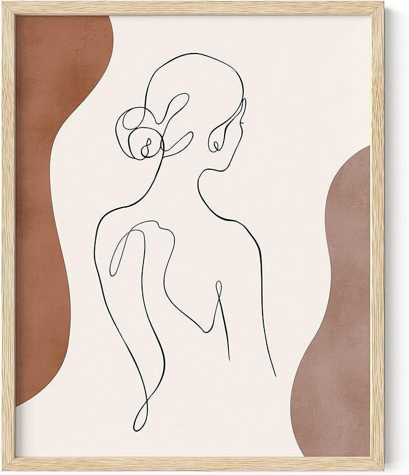 HAUS AND HUES Framed Minimalist Art, One Line Wall Art, Minimalist ...