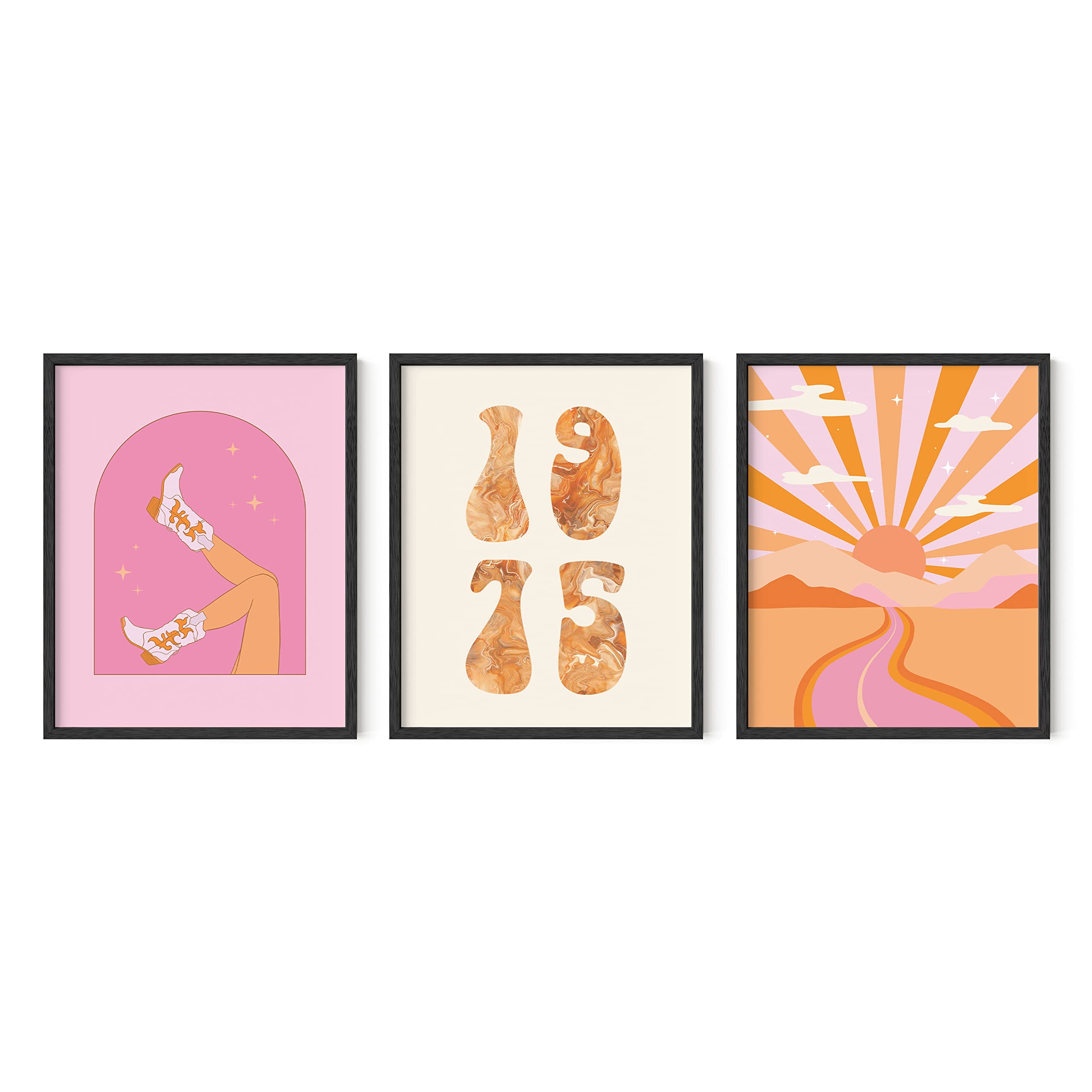 HAUS AND HUES HIppie Posters - Set of 3 Pink Wall Art, Modern Wall Art ...
