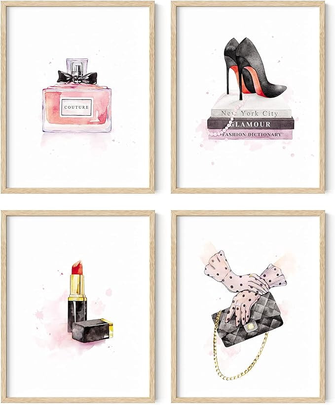 HAUS AND HUES Makeup Wall Decor for Glamour Room, Set of 4 Makeup ...