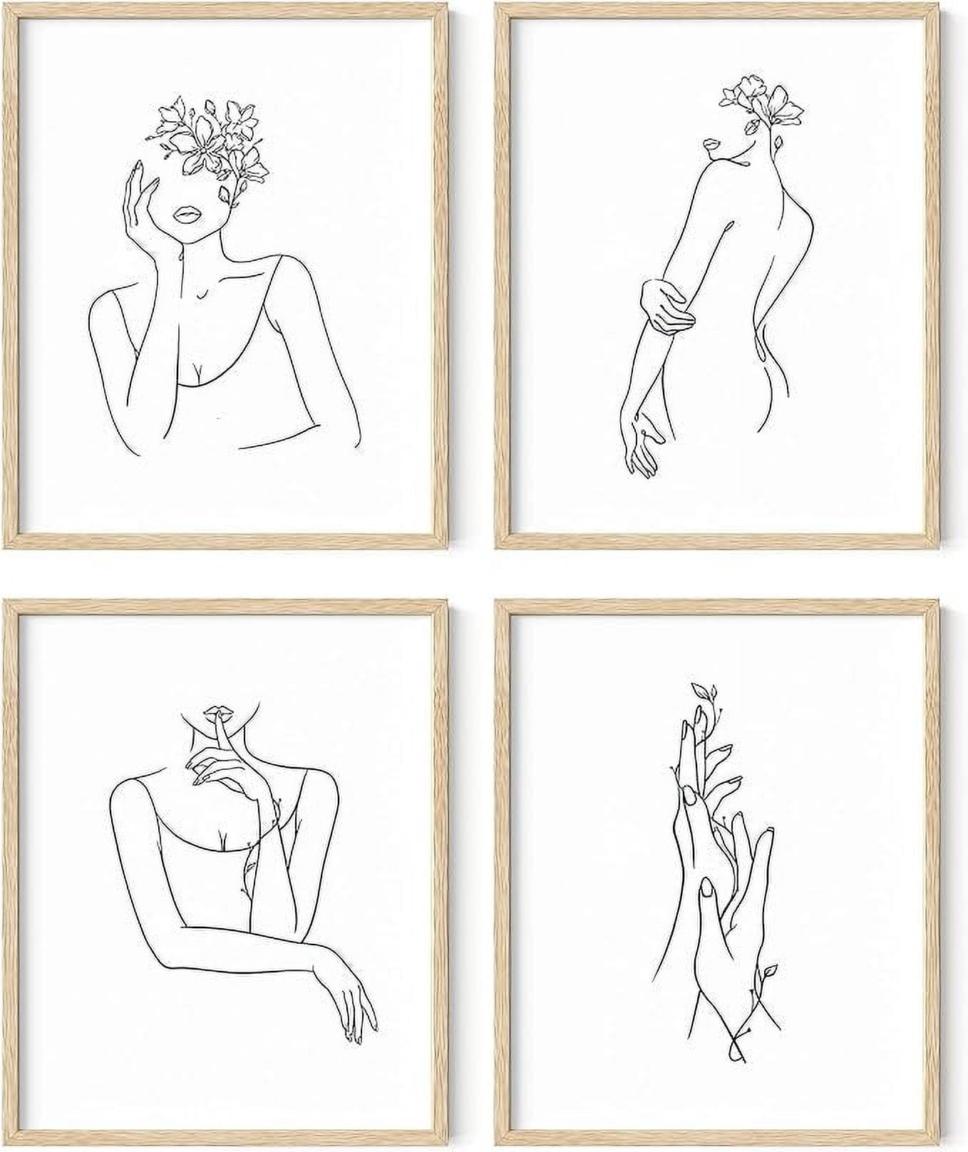 HAUS AND HUES Minimalist Line Art Wall Decor Set of 4 Minimalist Wall ...