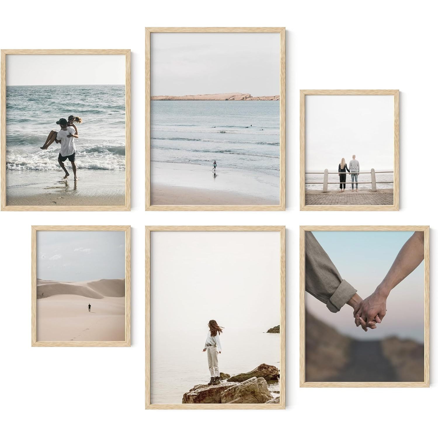 HAUS AND HUES Natural Wood Picture Frames - Set of 6 Frame Sets for Wall Collage, Gallery Wall ...