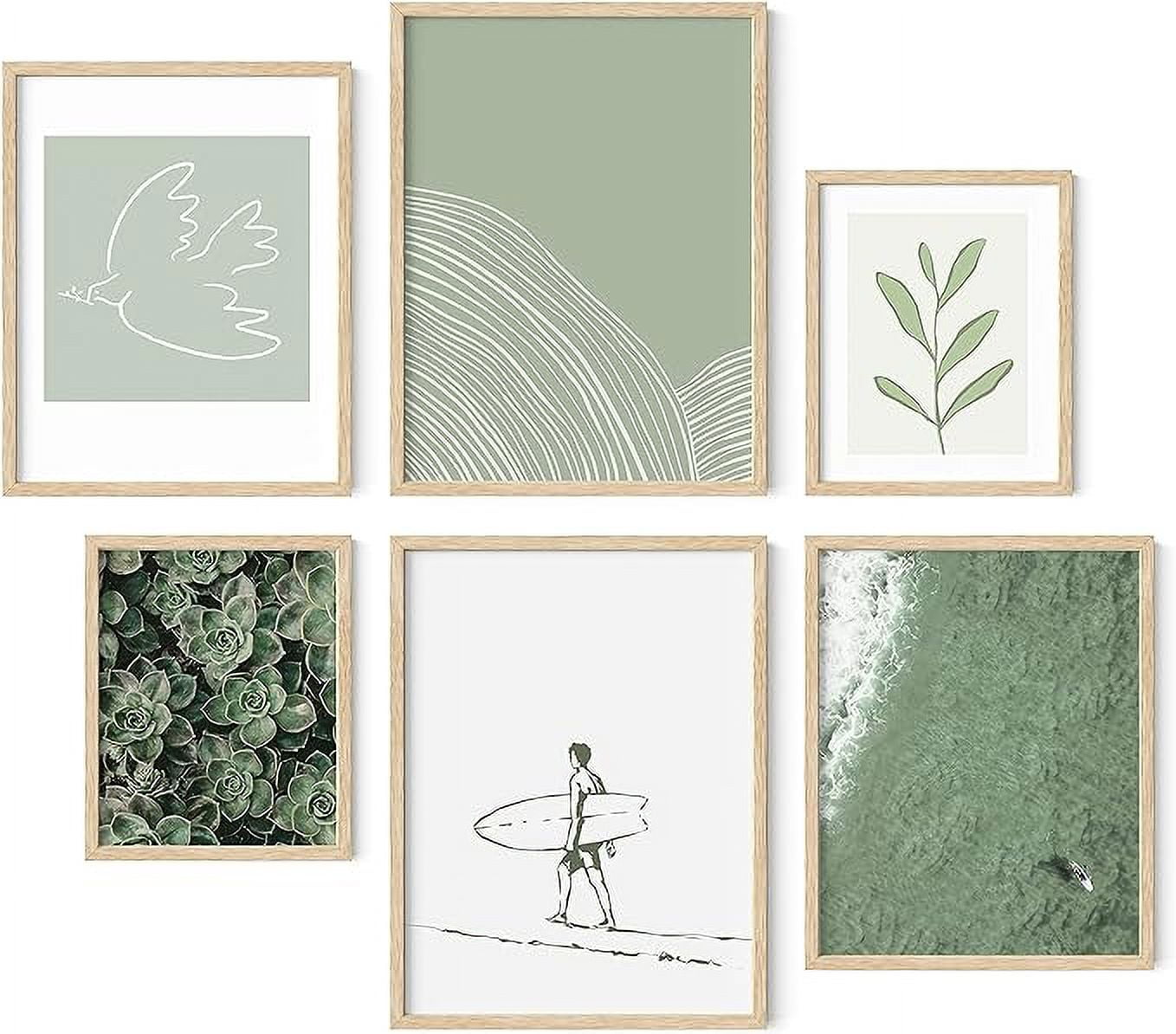 HAUS AND HUES Nature Poster Gallery Wall Art Set of 6 - Green Wall Art ...