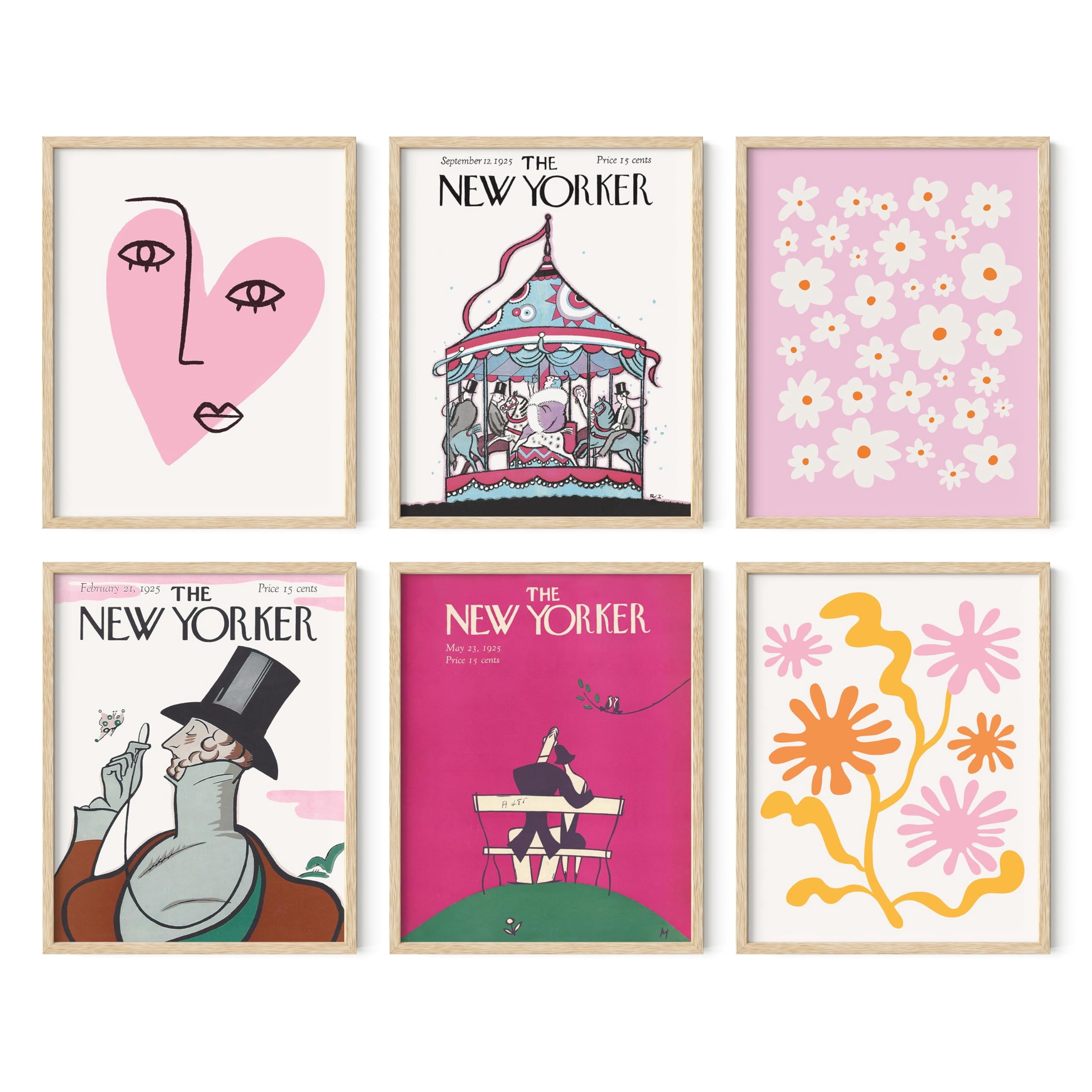 HAUS AND HUES The New Yorker Poster - Set of 6 Posters for Room ...