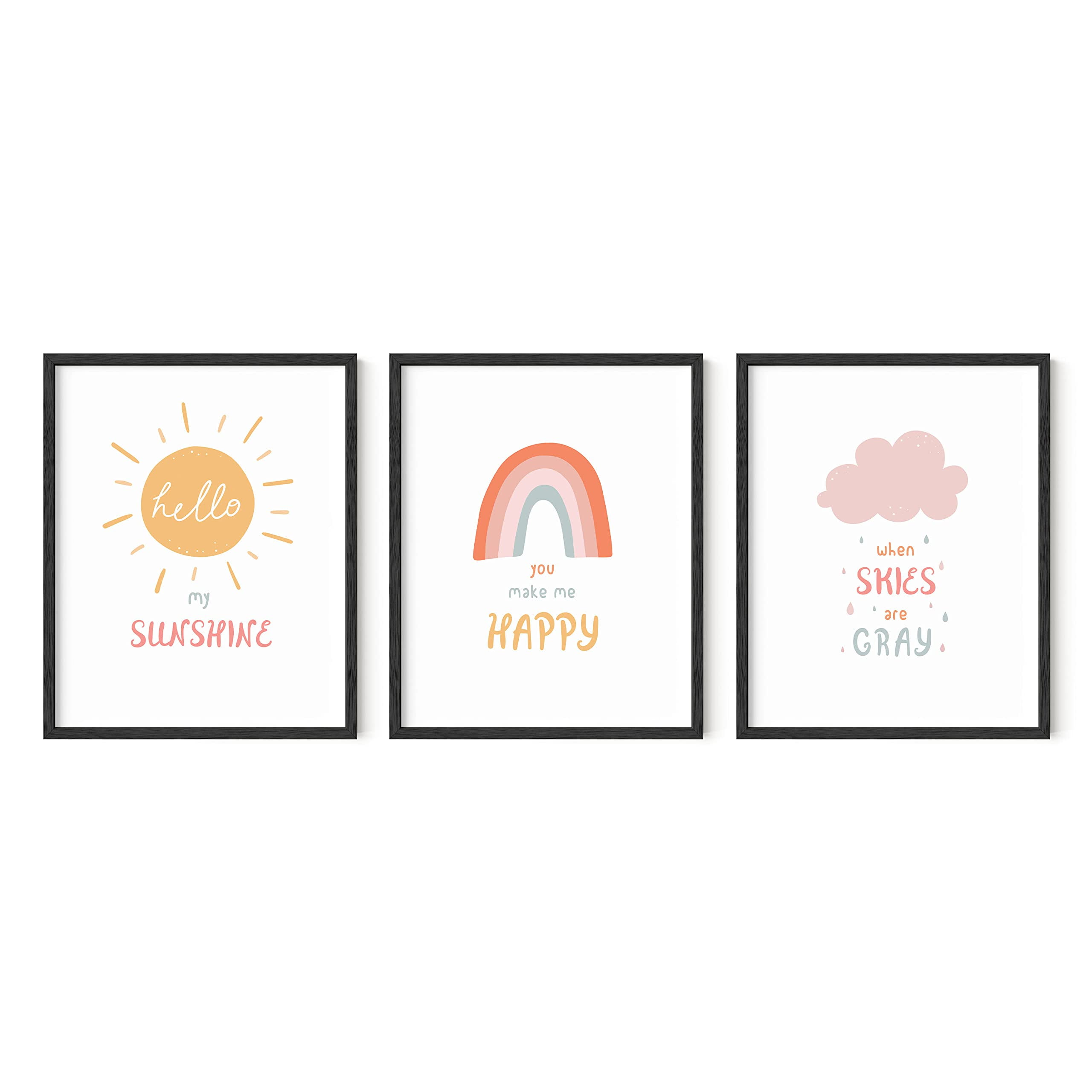 HAUS AND HUES Nursery Posters and Rainbow Wall Decor - Set of 3 Rainbow ...