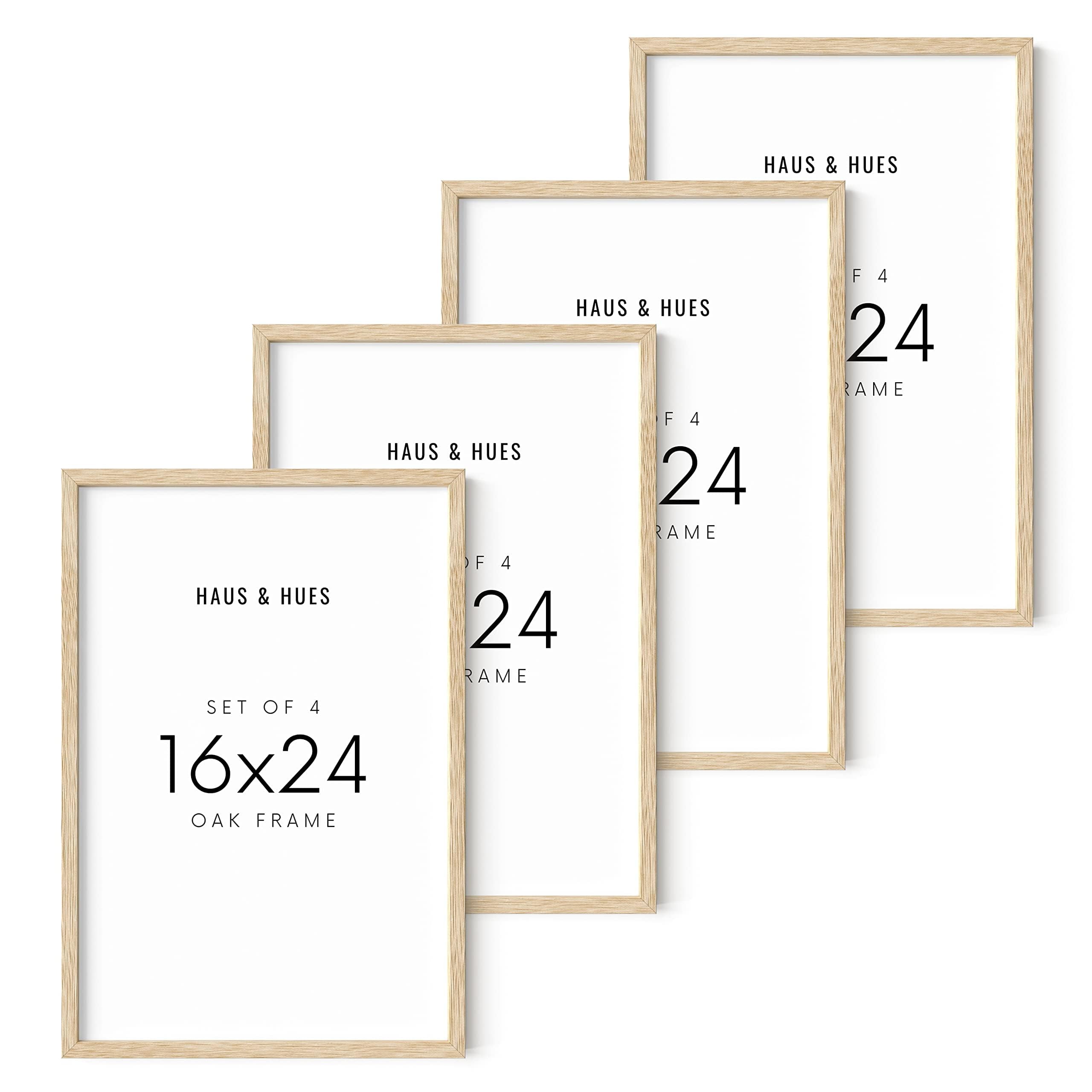 HAUS AND HUES Picture Frames 16x24 - Set of 4 Standalone Beige Oak ...