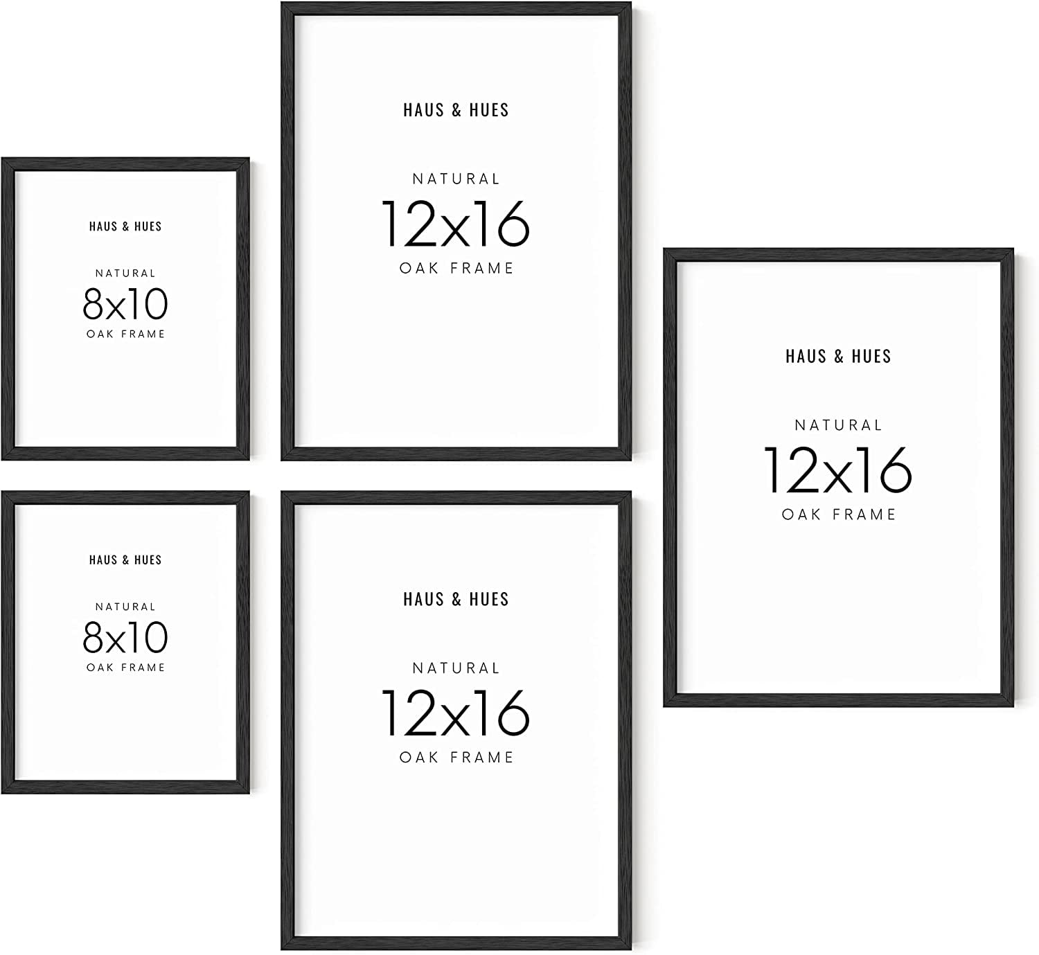 HAUS AND HUES Picture Frames for Wall - Set of 5 black photo frames, Photo Frame Collage, Bulk ...