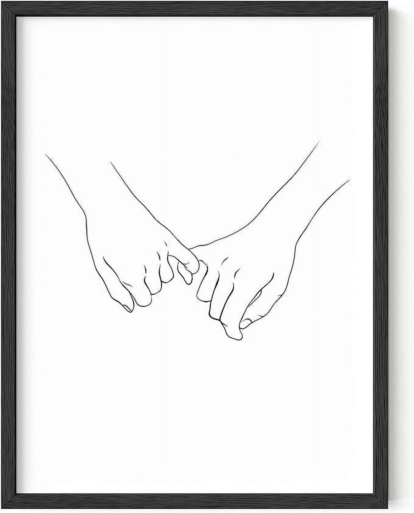 HAUS AND HUES Pinky Promise Wall Art Line Drawings Holding Hands ...