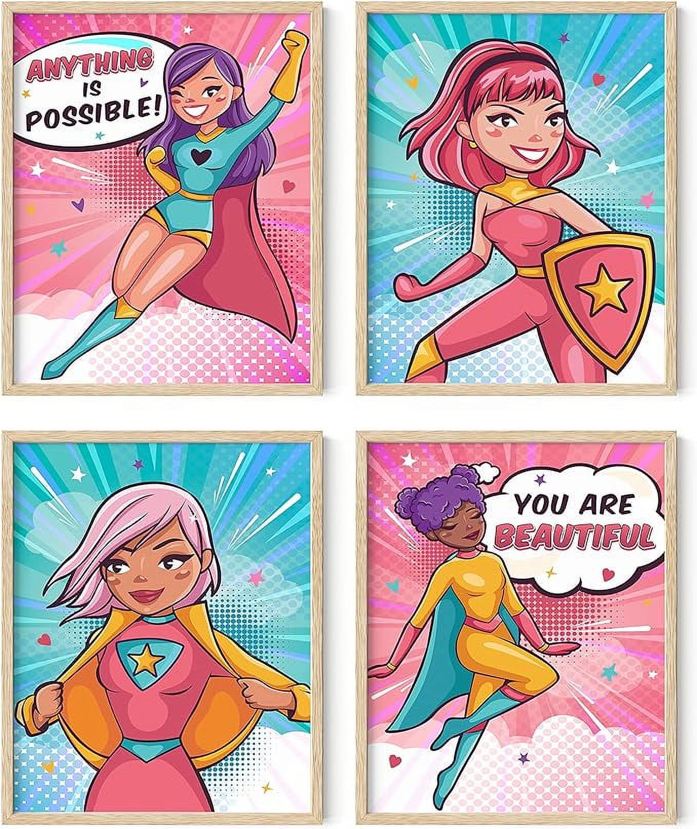 HAUS AND HUES Posters for Teen Girls Room - Set of 4 Supergirl ...