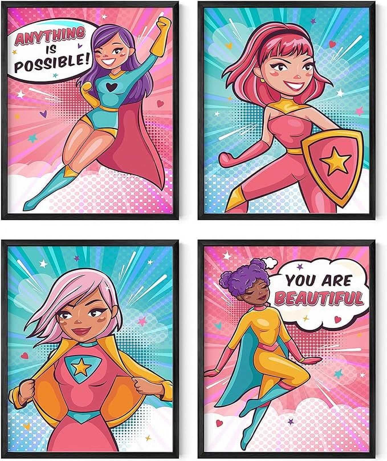 HAUS AND HUES Posters for Teen Girls Room - Set of 4 Supergirl ...