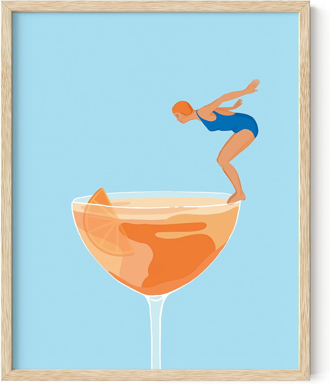 HAUS AND HUES Preppy Bar Wall Decor Framed - Blue and Orange Bar Cart ...