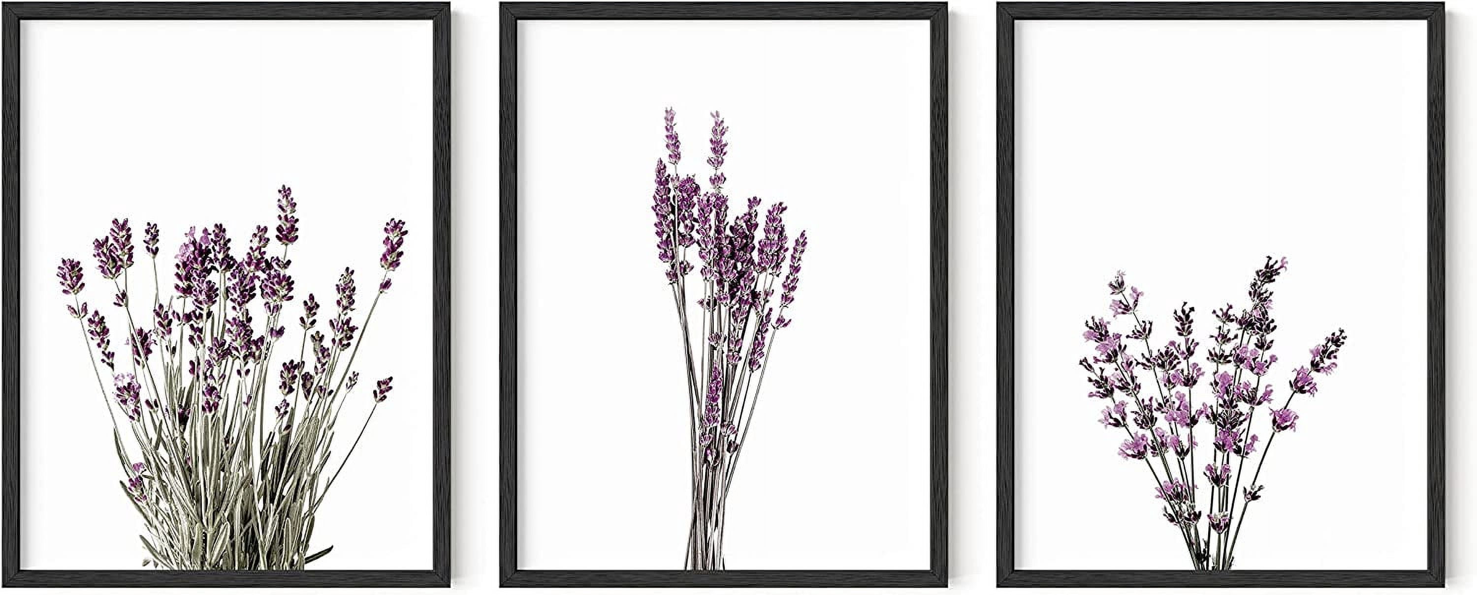 HAUS AND HUES Purple Floral Wall Art Set of 3 - Lavender Flower Picture ...