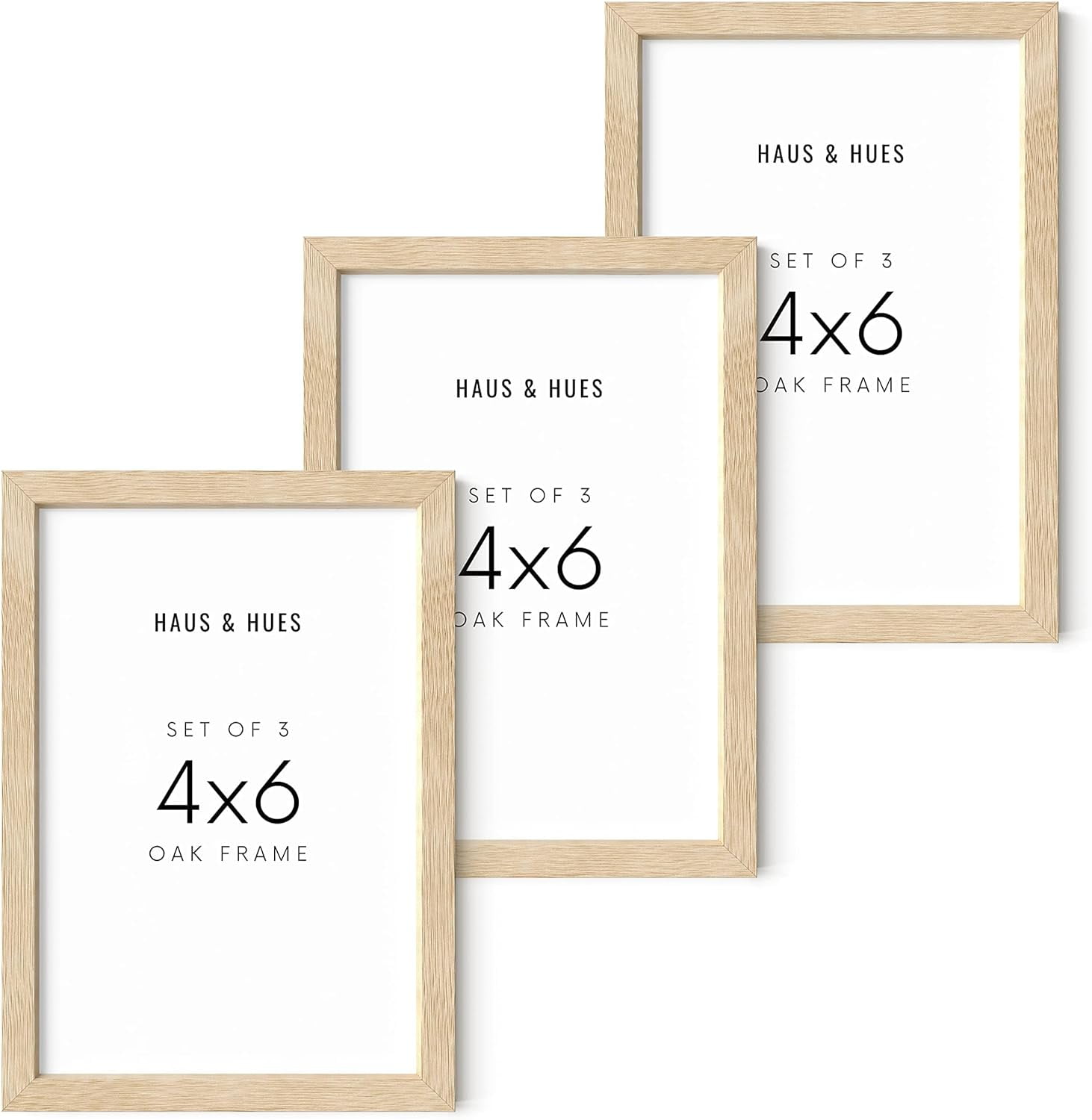 HAUS AND HUES Solid Oak 4x6 Picture Frame for Wall or Tabletop Set of 3 ...