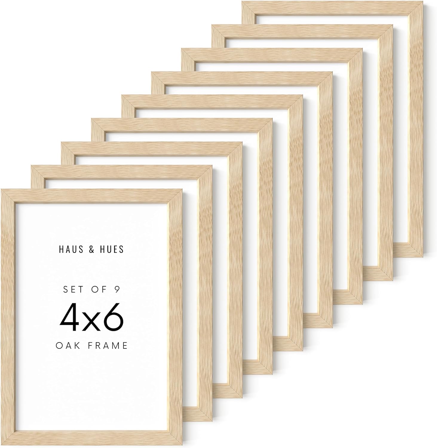 HAUS AND HUES Solid Oak 4x6 Picture Frame for Wall or Tabletop Set of 9 - Natural Wood Frame 4x6 ...