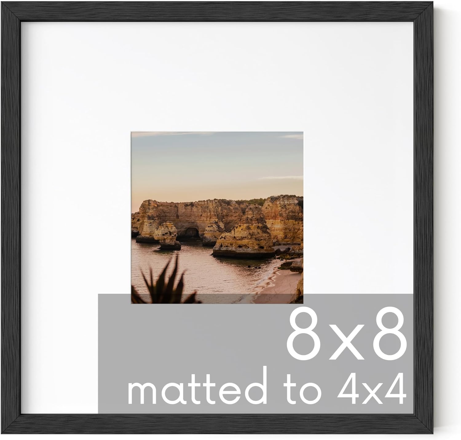 Haus and Hues 8x8 Solid Oak Black Picture Frame with Matting - Walmart.com
