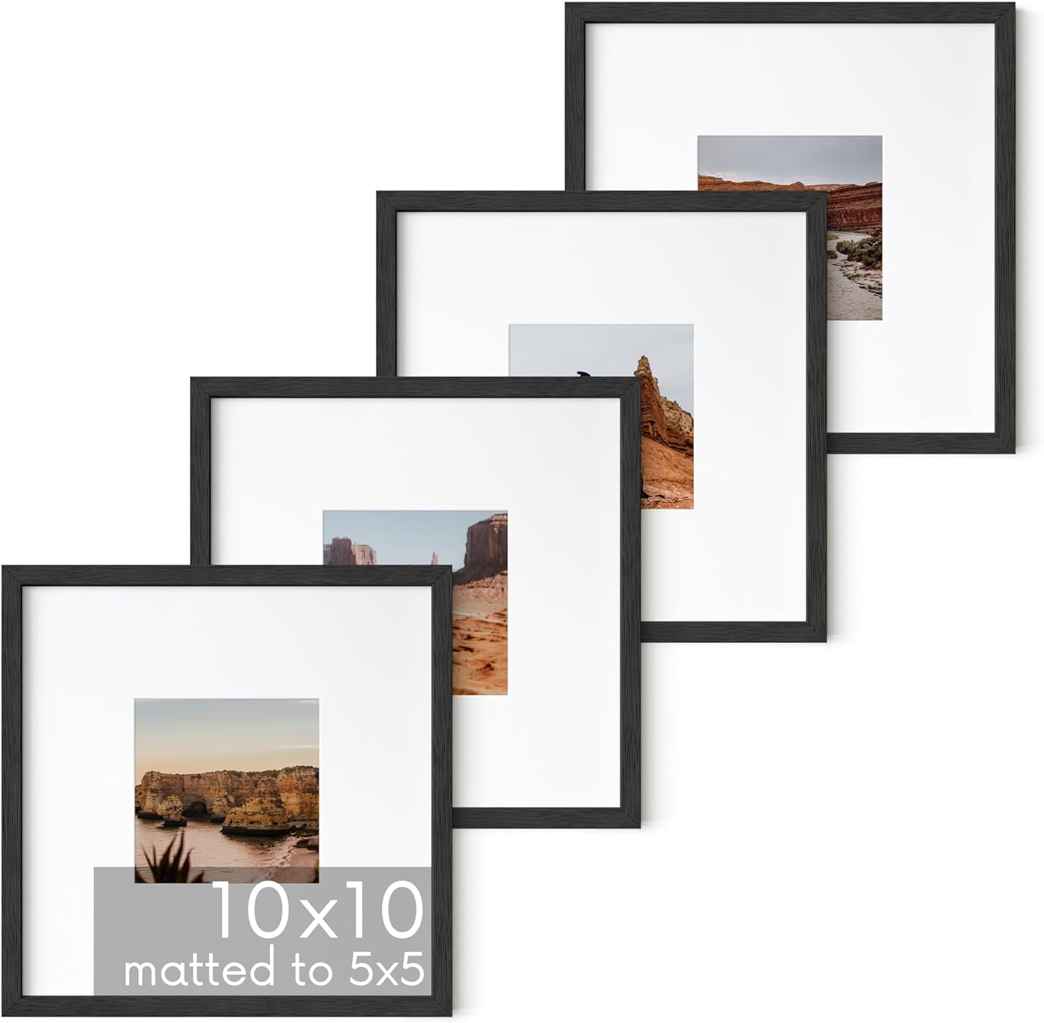 HAUS AND HUES Solid Oak Wood 10”x10”Picture Frames Matted to 5”x5” Set ...
