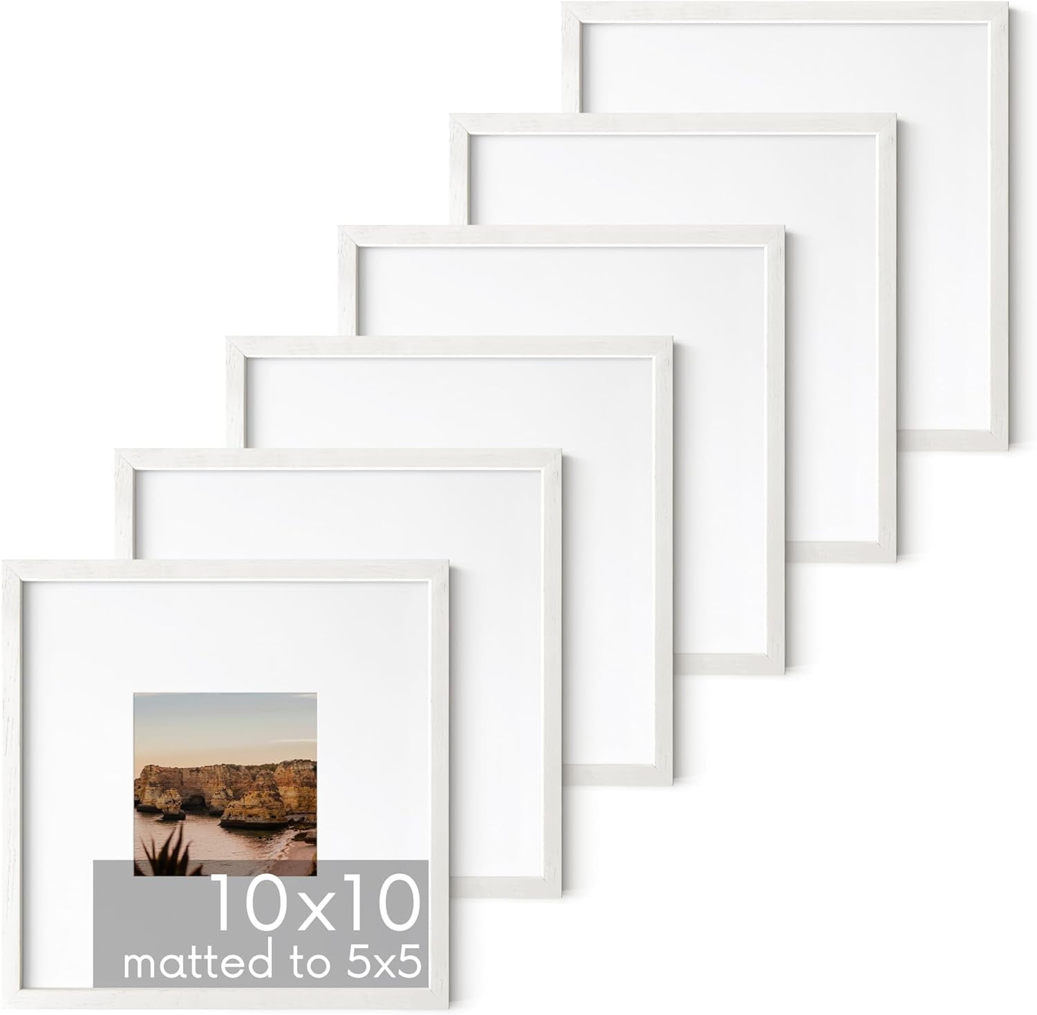 HAUS AND HUES Solid Oak Wood 10”x10” Picture Frames Matted to 5”x5” Set ...