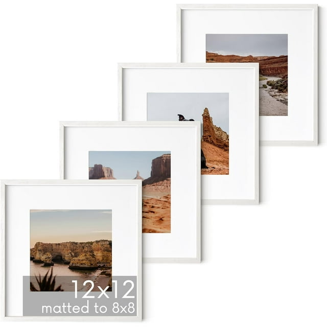 HAUS AND HUES Solid Oak Wood 12”x12” Picture Frames Matted to 8”x8” Set ...