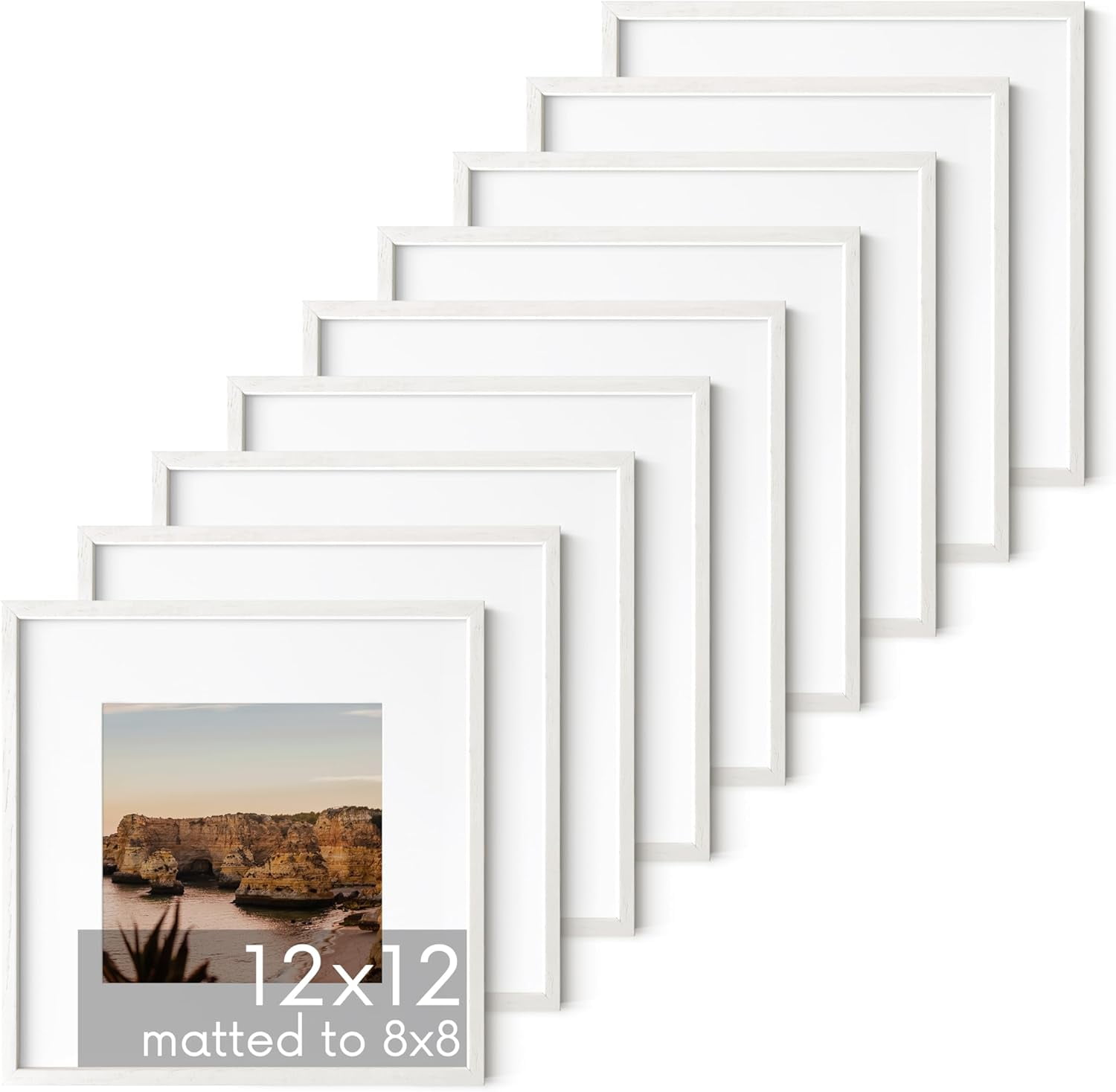 HAUS AND HUES Solid Oak Wood 12”x12” Picture Frames Matted to 8”x8” Set ...