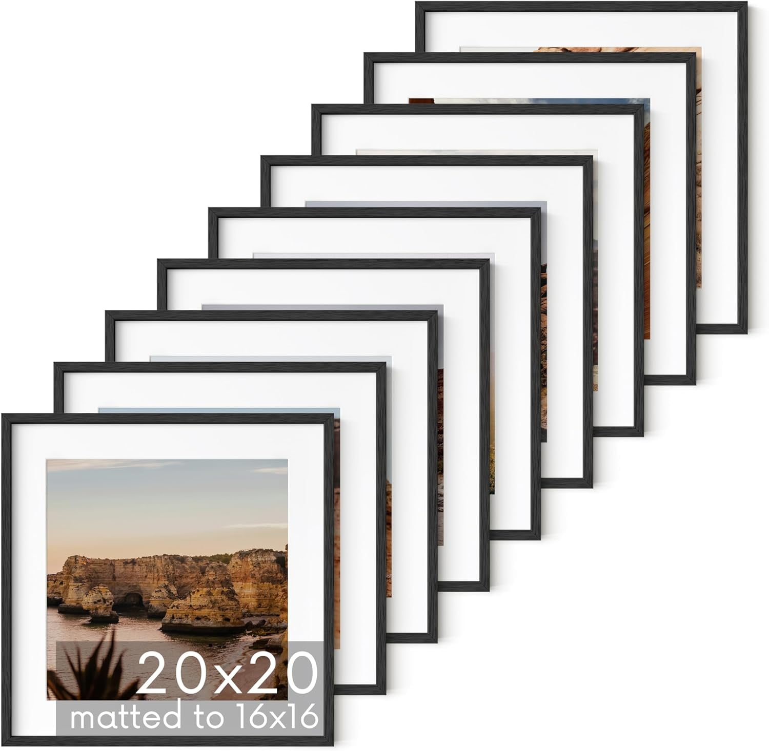 HAUS AND HUES Solid Oak Wood 20”x20” Picture Frames Matted to 16”x16 ...