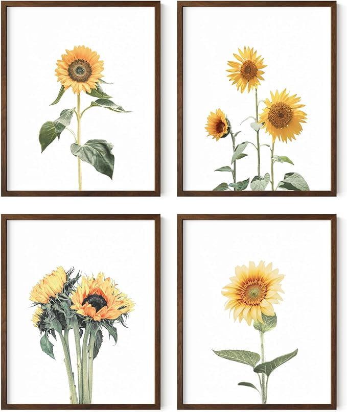 HAUS AND HUES Sunflower Wall Decor and Sunflower Posters Set of 4 ...