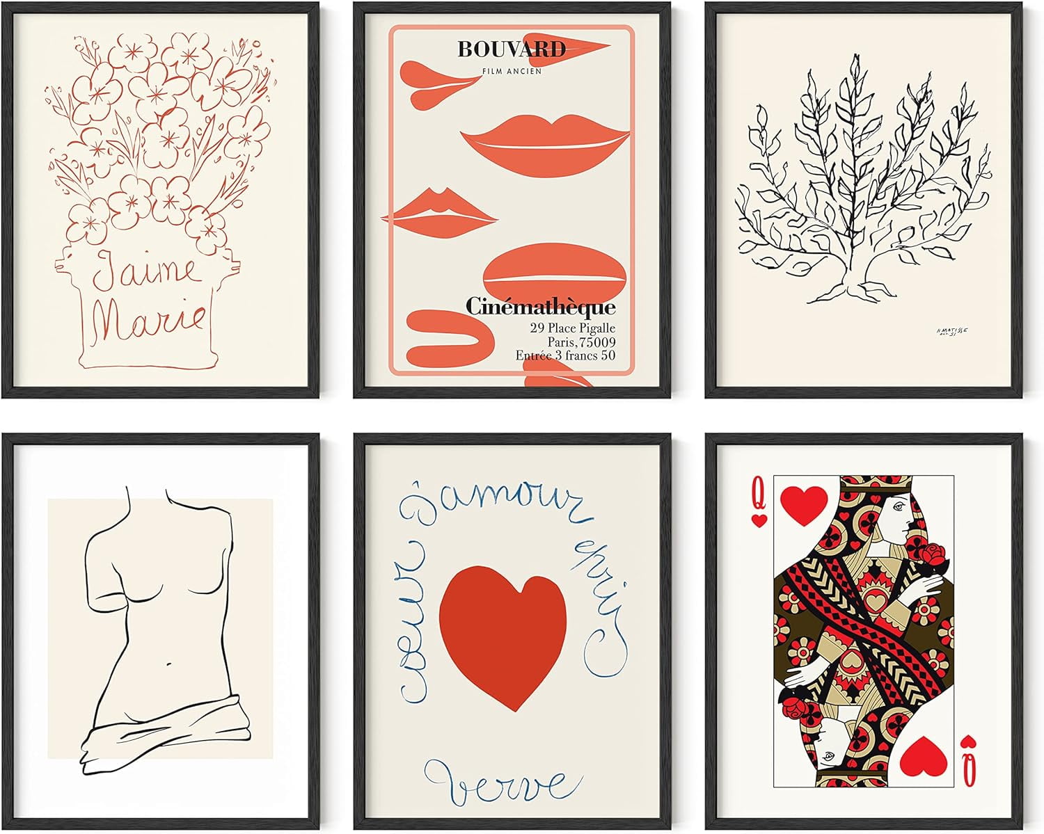 HAUS AND HUES Vintage Posters For Room Aesthetic - Set of 6 French Wall ...