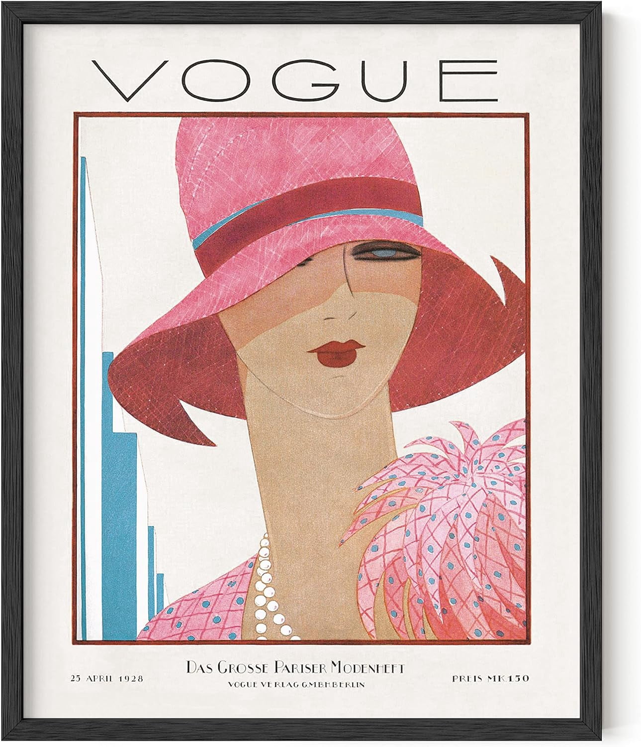 HAUS AND HUES Vintage Vogue Poster Fashion Wall Art - Pink Posters ...