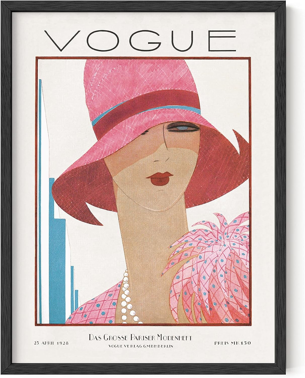 HAUS AND HUES Vintage Vogue Poster Fashion Wall Art - Pink Posters ...