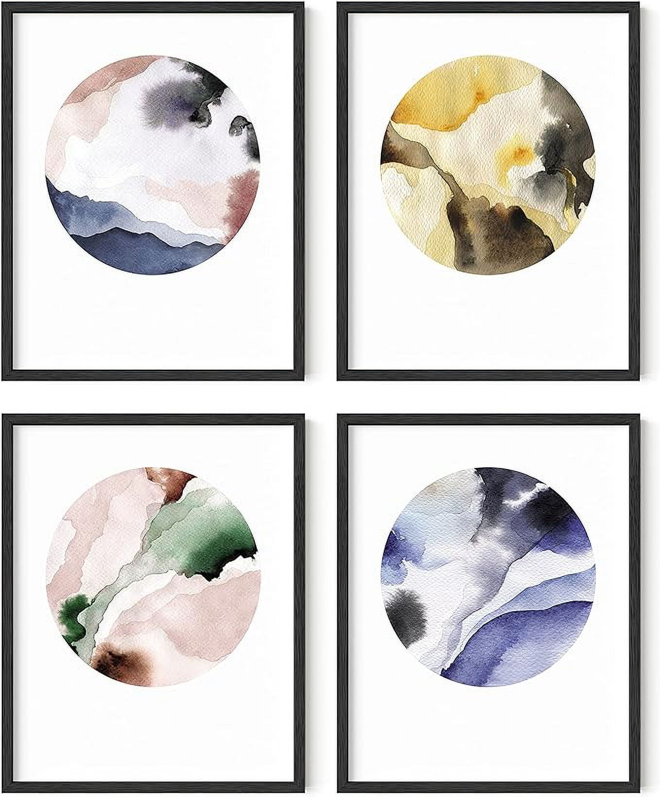 HAUS AND HUES Watercolor Prints Wall Art Pastel - Set of 4 Minimalist ...