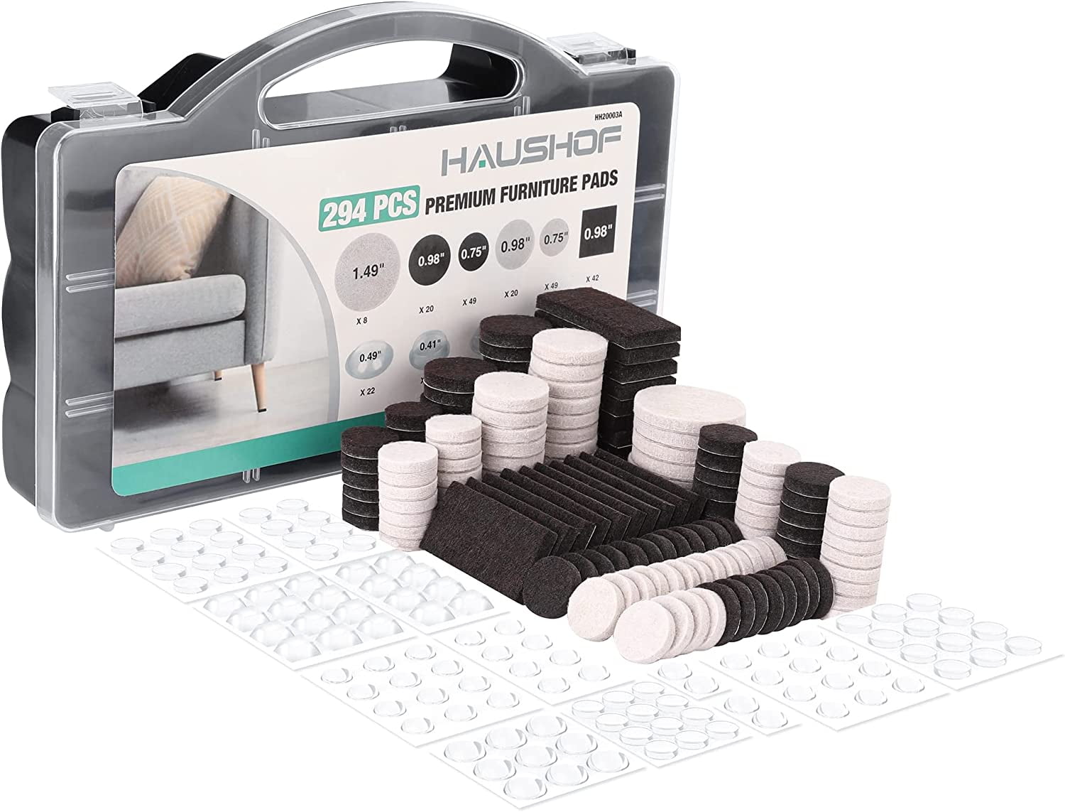 HAUSHOF 294-Piece Felt Pads & Cabinet Bumpers, Anti-Scratch Protectors ...