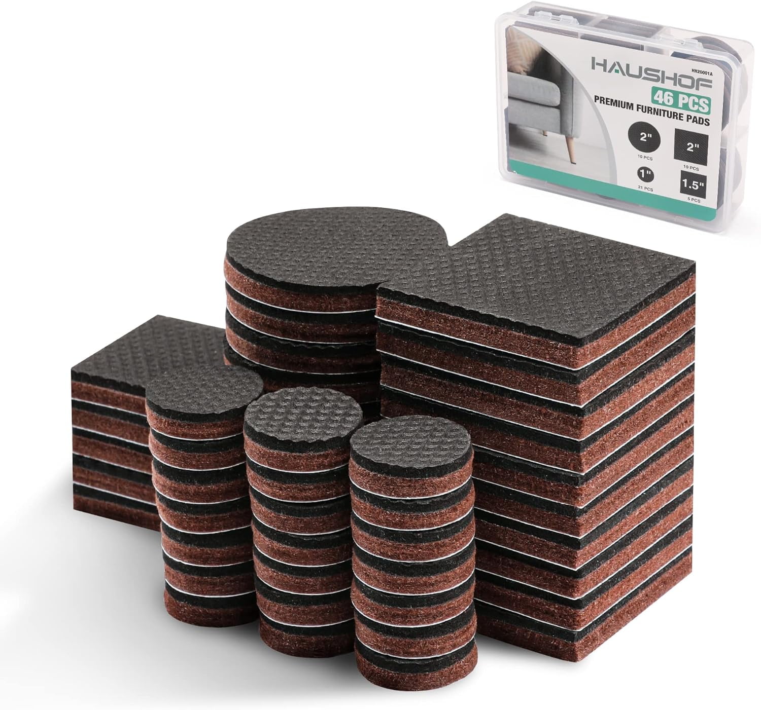 HAUSHOF 46-Piece Felt Furniture Pads, No Slip Furniture Pads Floor ...