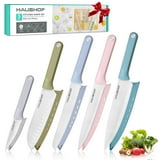 HAUSHOF Kitchen Knife Set, 5 PCS Colorful Kitchen Knives with Sheaths ...