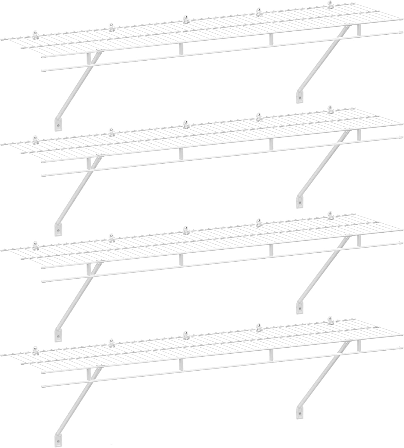 HAUSHOF Closet Shelves Wall Mounted 4-Pack, 4 ft x 12in White Wire ...