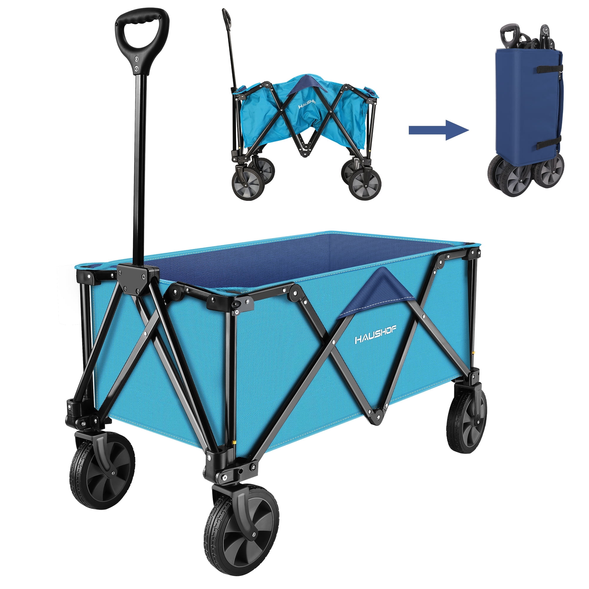 HAUSHOF Heavy Duty Collapsible Wagon, Foldable, Large Cargo, Put ...